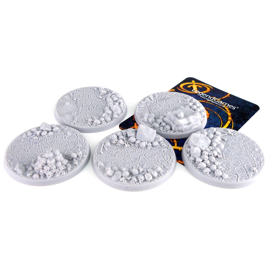 Tabletop Gaming Bases Chaos Theme 5 X 50mm Skull Resin Bases For ...