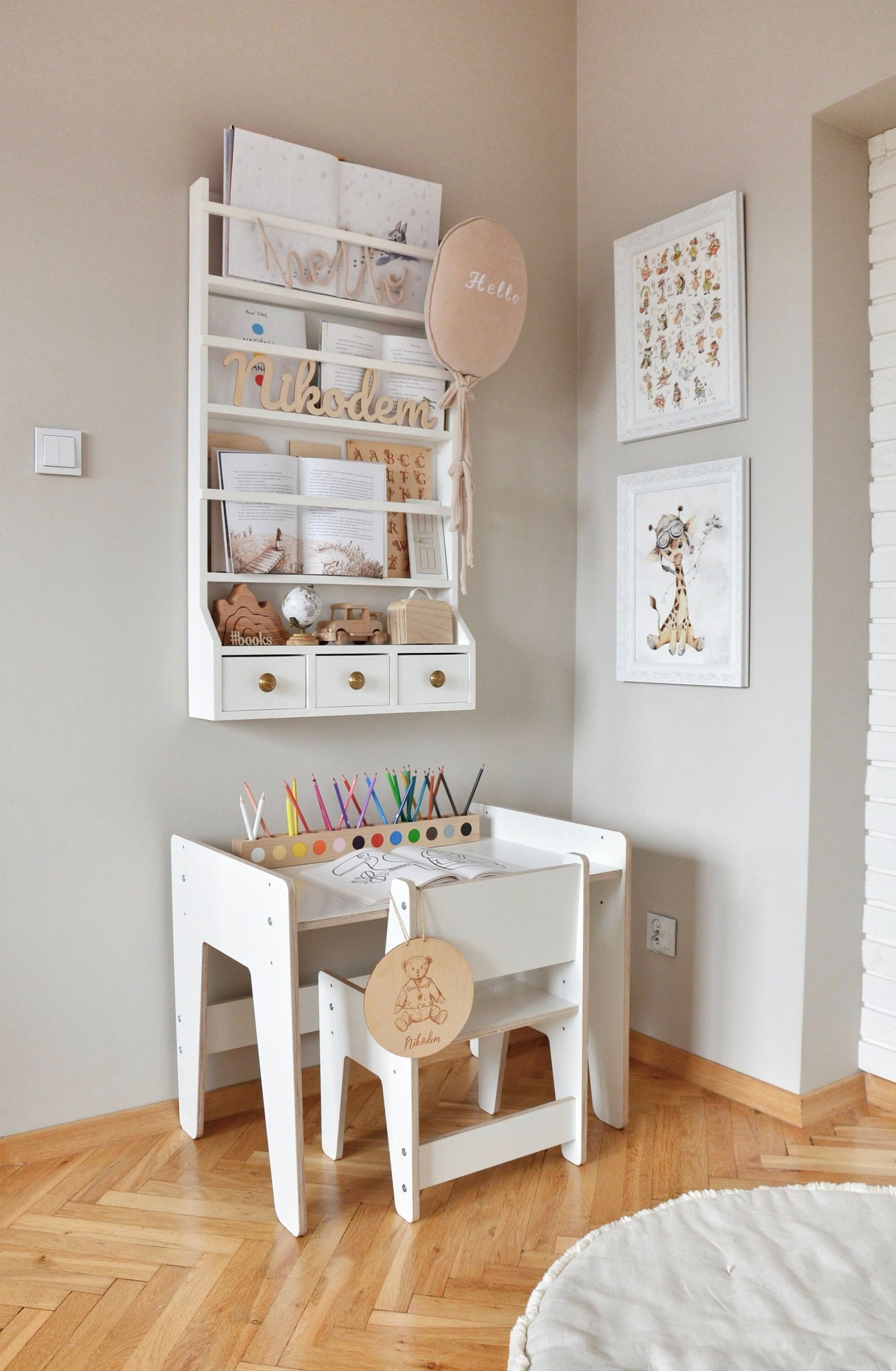 Stiftehalter aus Holz, Aufbewahrung für Buntstifte mit 12 Farbmarkierungen, Organizer für ...