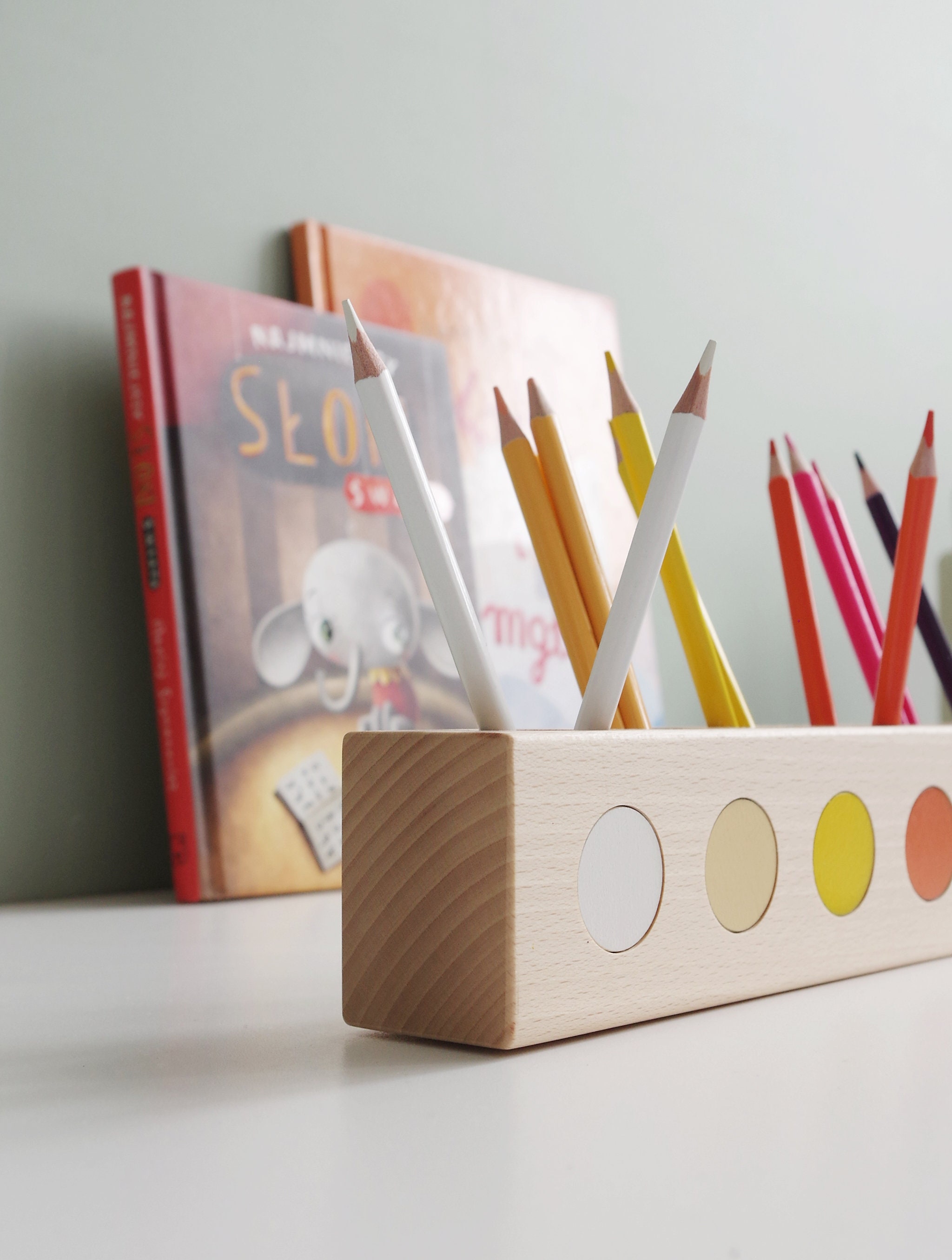 Stiftehalter aus Holz Aufbewahrung für Buntstifte mit 12 - Etsy.de