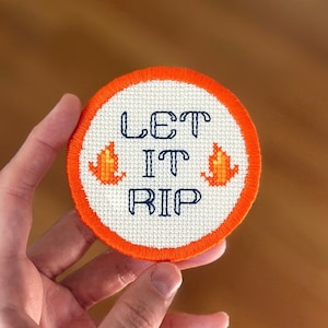 The Bear LET IT RIP Iron-on Cross Stitch Patch - Etsy