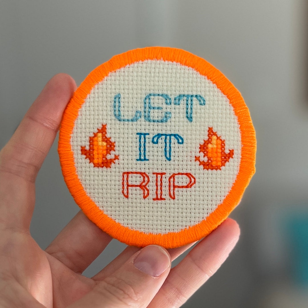 The Bear LET IT RIP Iron-on Cross Stitch Patch - Etsy