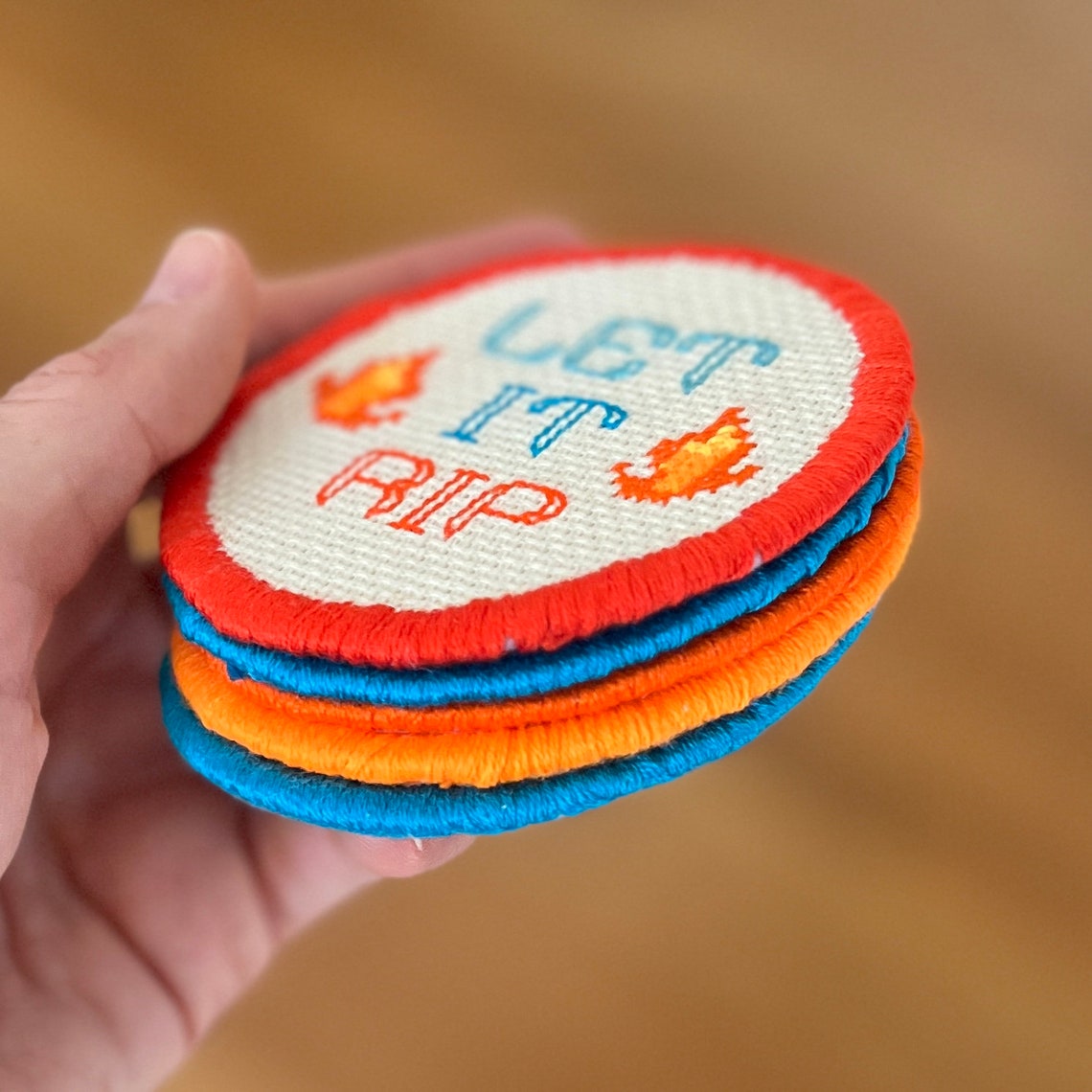 The Bear LET IT RIP Iron-on Cross Stitch Patch - Etsy