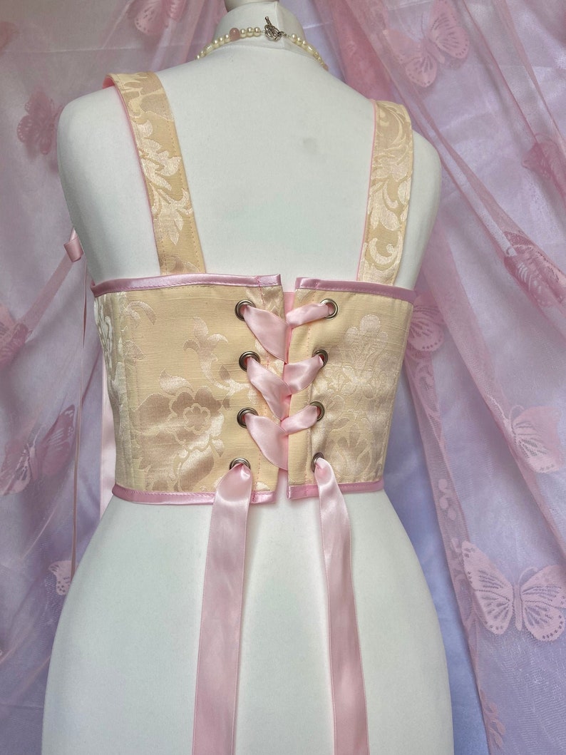 Handmade Butterfly Corset in Cream & Pink Festival Fairycore Coquette ...