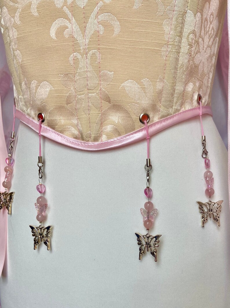 Handmade Butterfly Corset in Cream & Pink Festival Fairycore Coquette ...