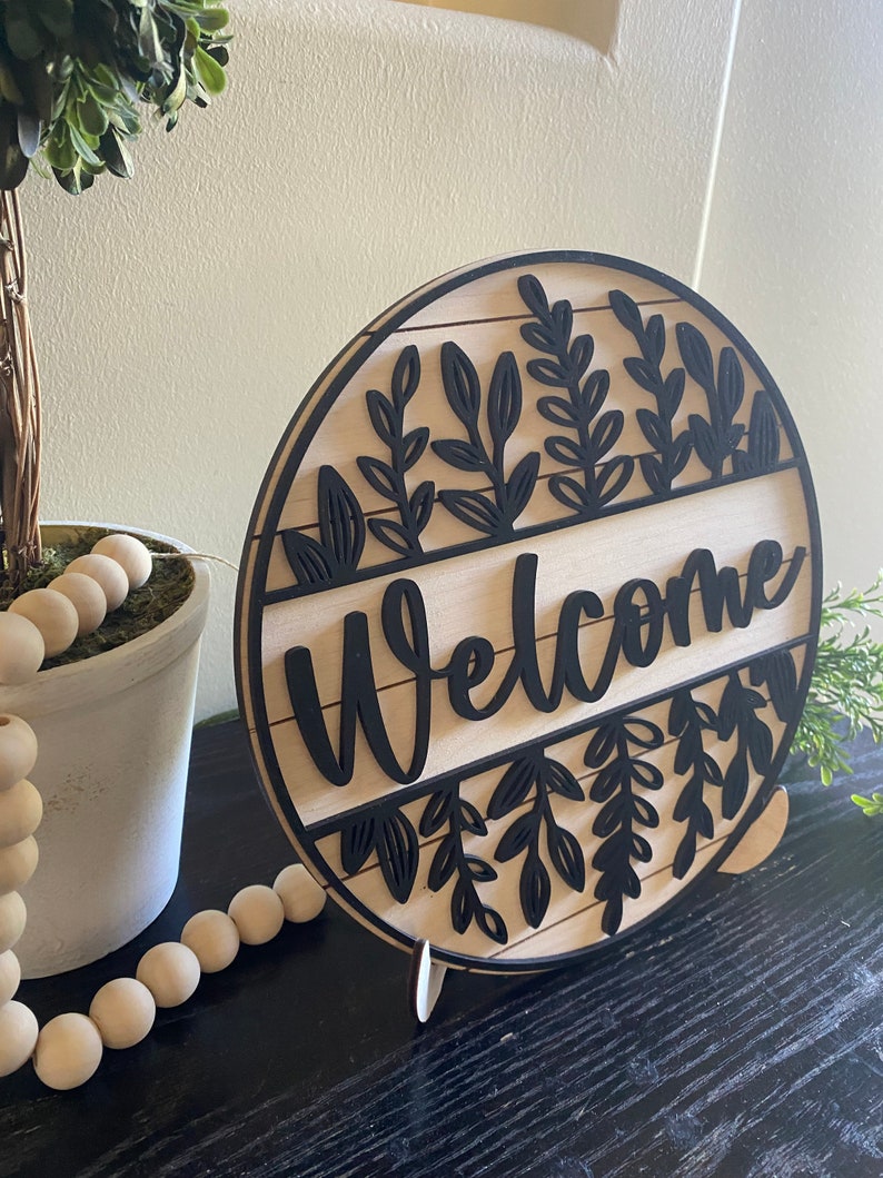 Welcome Sign With Flowers Wood 3D Sign, Decor, Farmhouse - Etsy