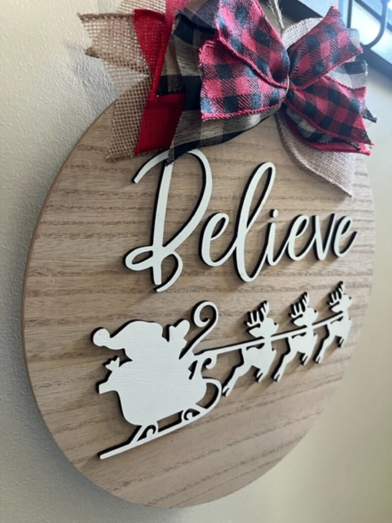 3D Santa 'believe' Wood Sign: 12" Christmas Wall Decor - Etsy