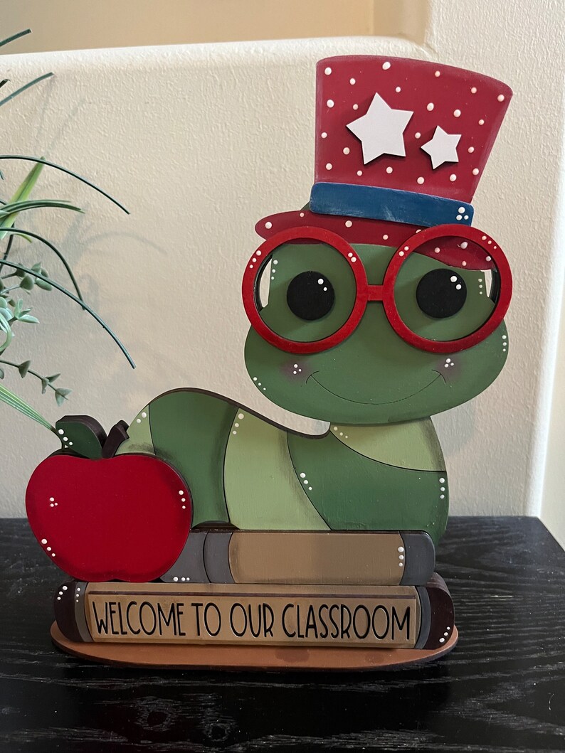 Teacher Bookworm Interchangeable Seasonal Shelf Sitter, Interchangeable ...