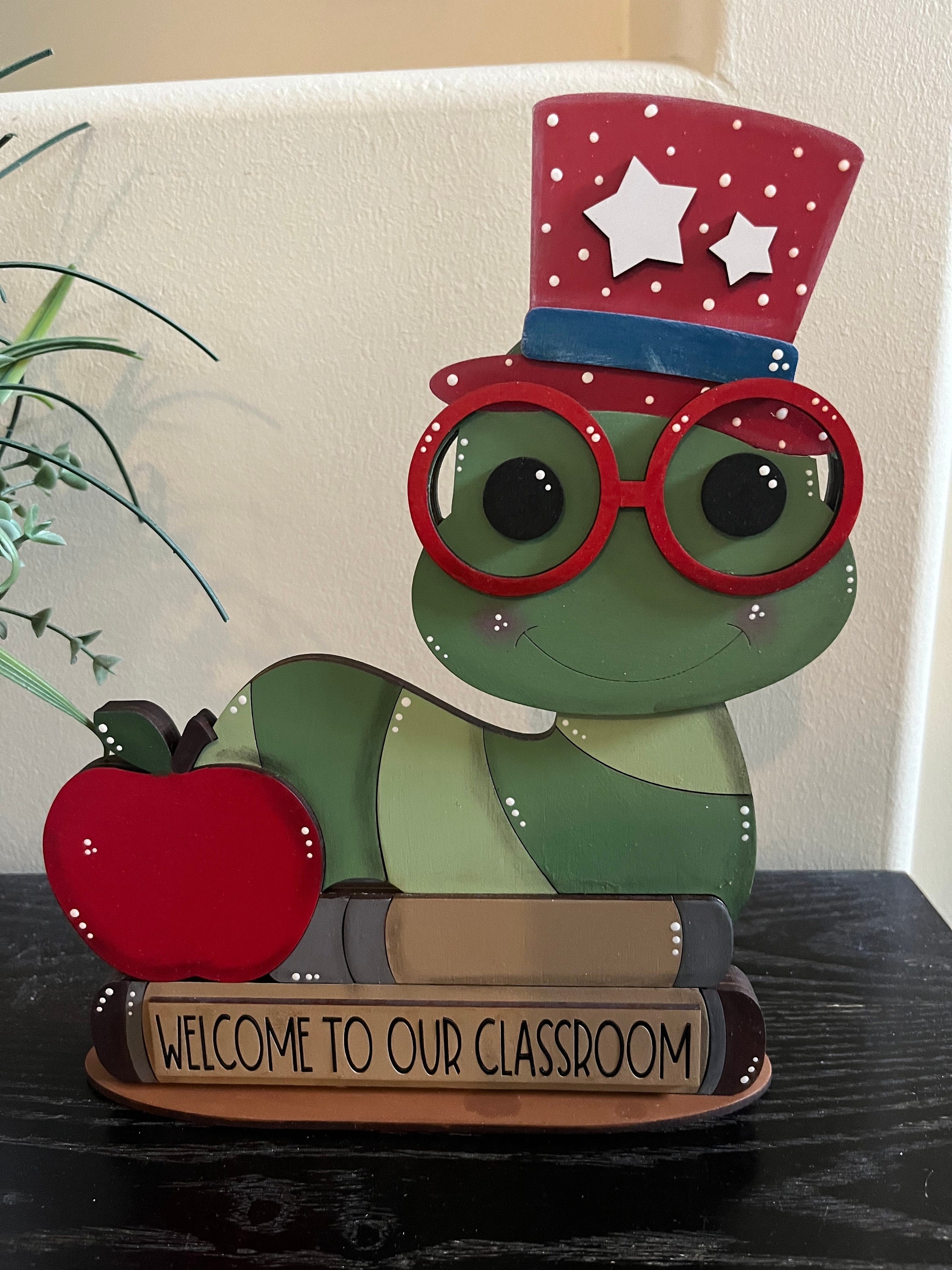 Teacher Bookworm Interchangeable Seasonal Shelf Sitter, Interchangeable ...