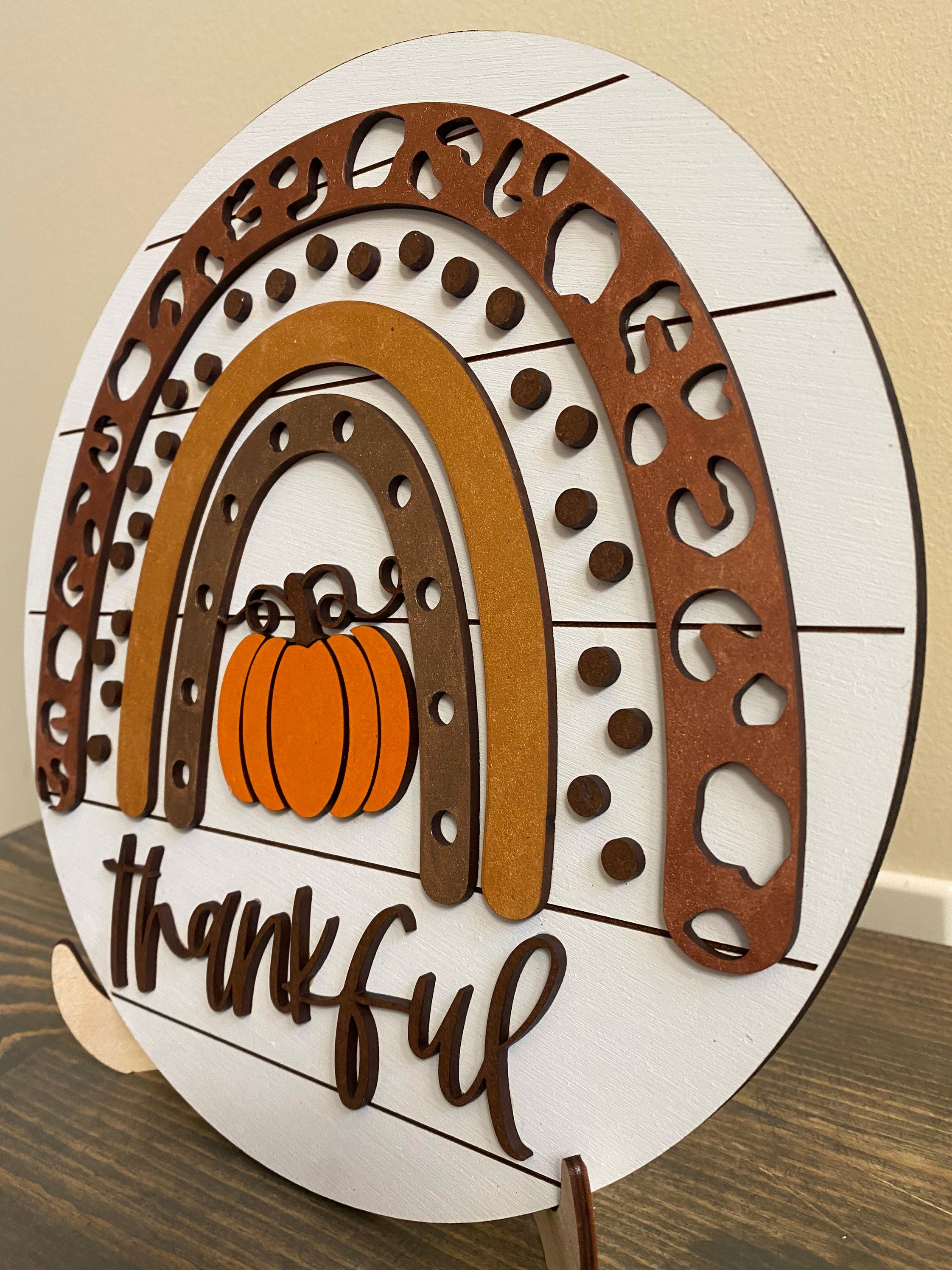 Round Shiplap Thankful Rainbow 3D Wood Sign Handmade WOOD - Etsy