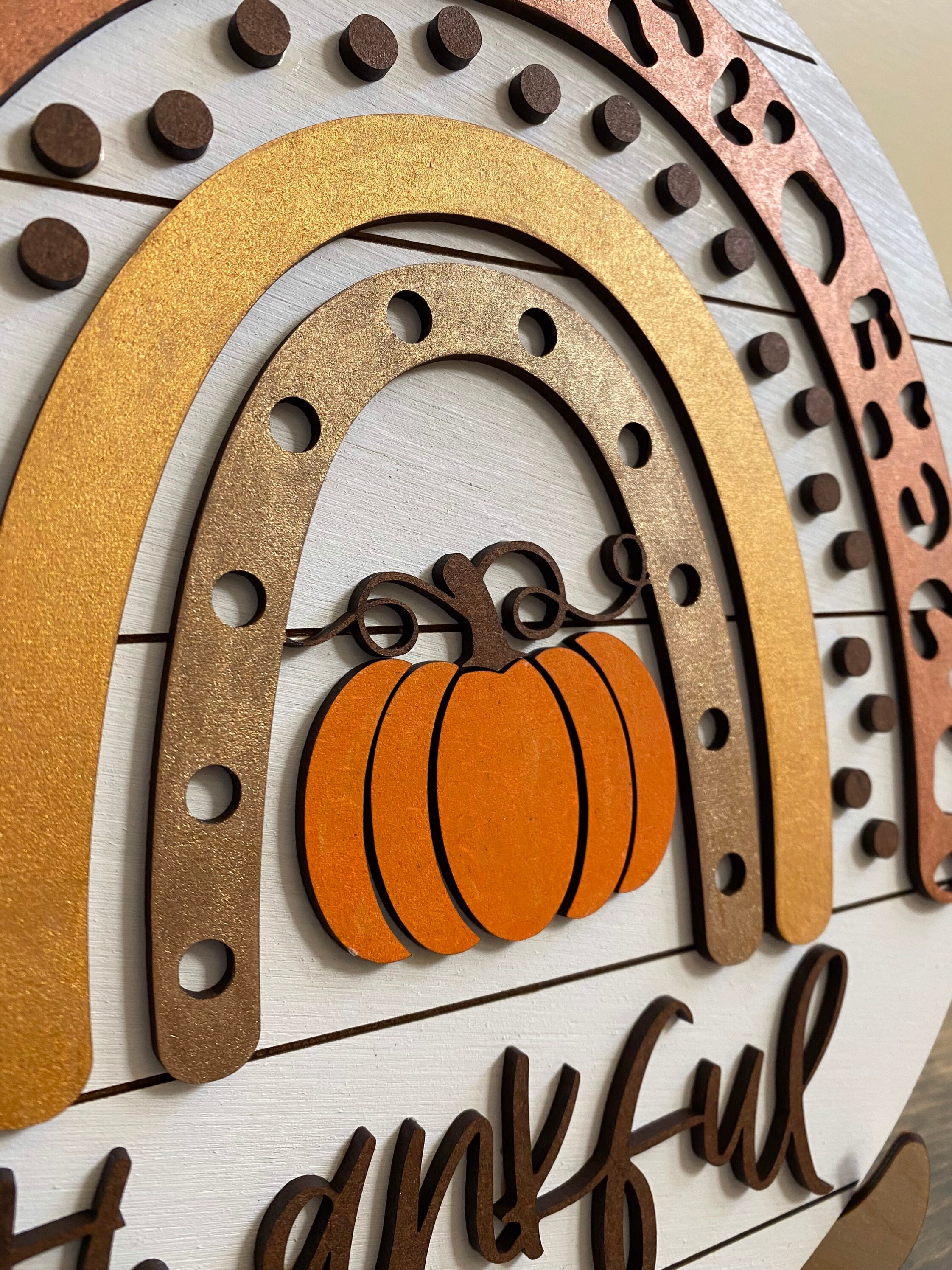 Round Shiplap Thankful Rainbow 3D Wood Sign Handmade WOOD - Etsy