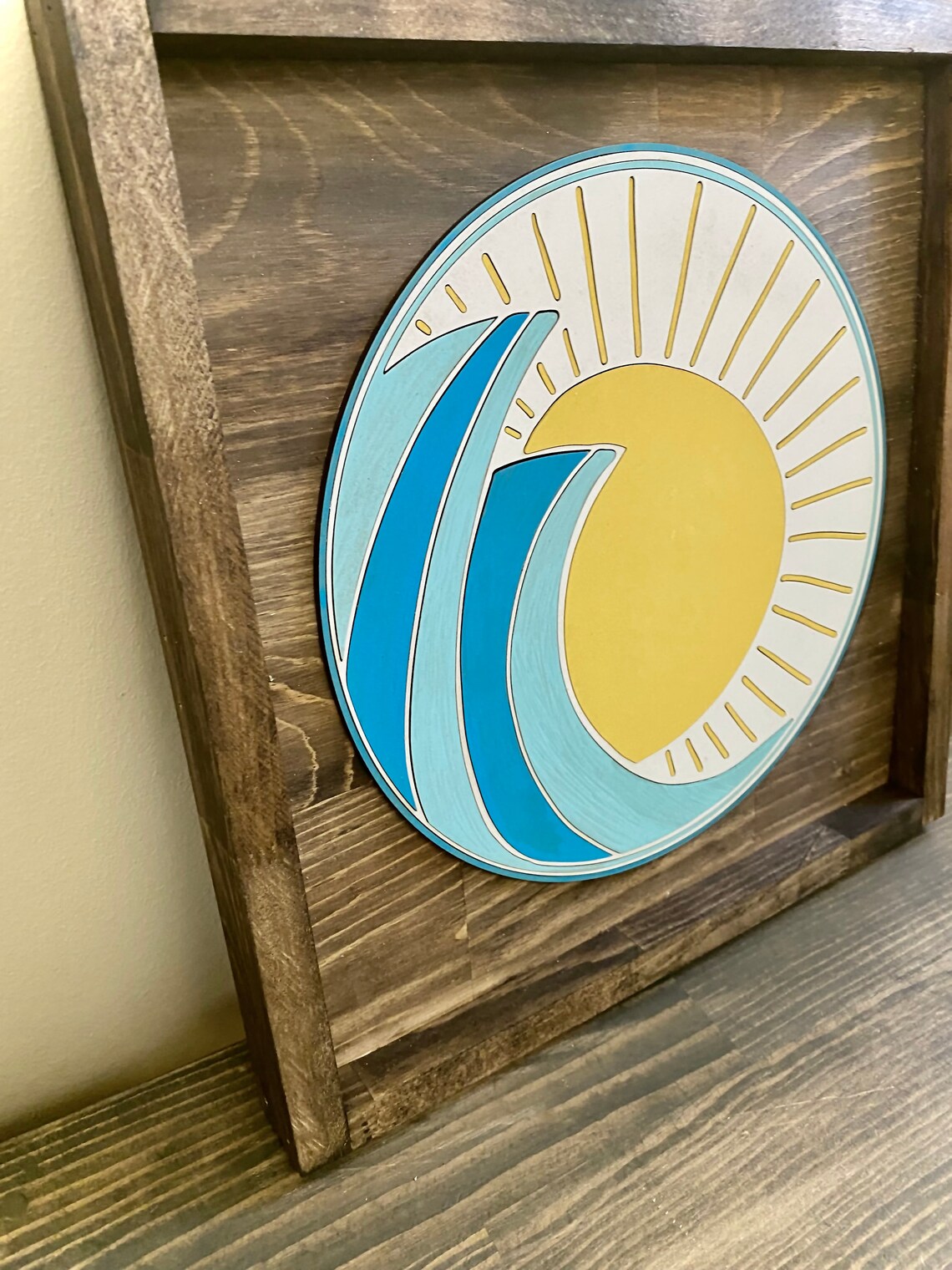 SUN and Wave 3D Wood Sign Handmade Wood Sign Wall Decor - Etsy