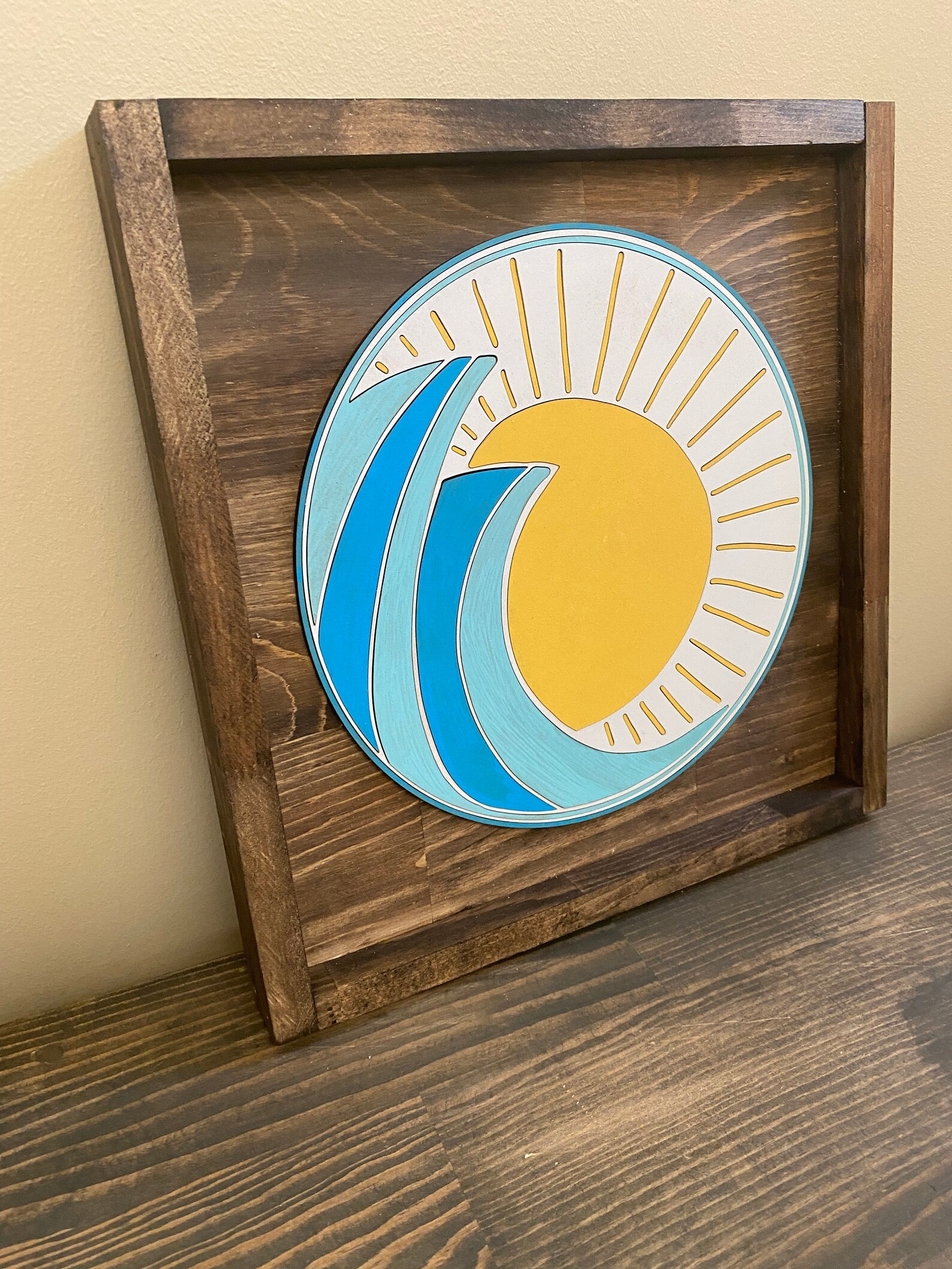 SUN and Wave 3D Wood Sign Handmade Wood Sign Wall Decor - Etsy