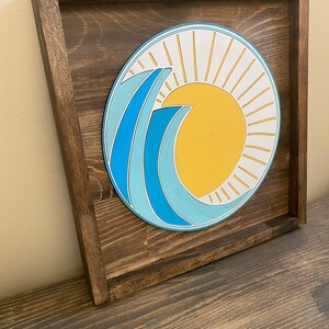 SUN and Wave 3D Wood Sign Handmade Wood Sign Wall Decor - Etsy
