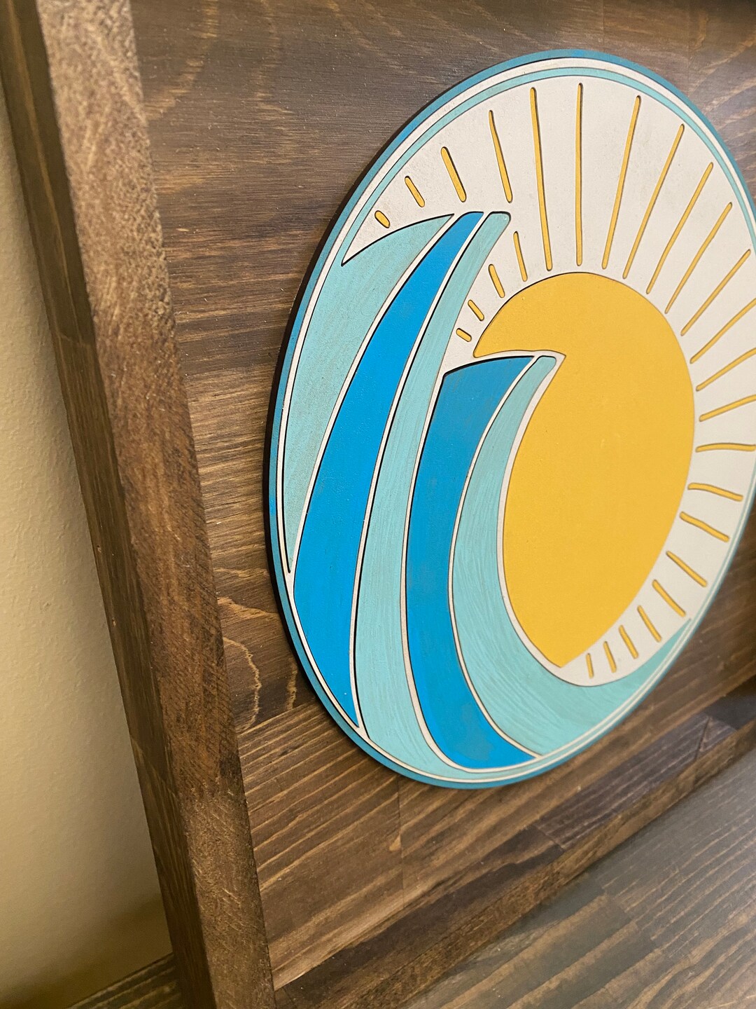 SUN and Wave 3D Wood Sign Handmade Wood Sign Wall Decor - Etsy