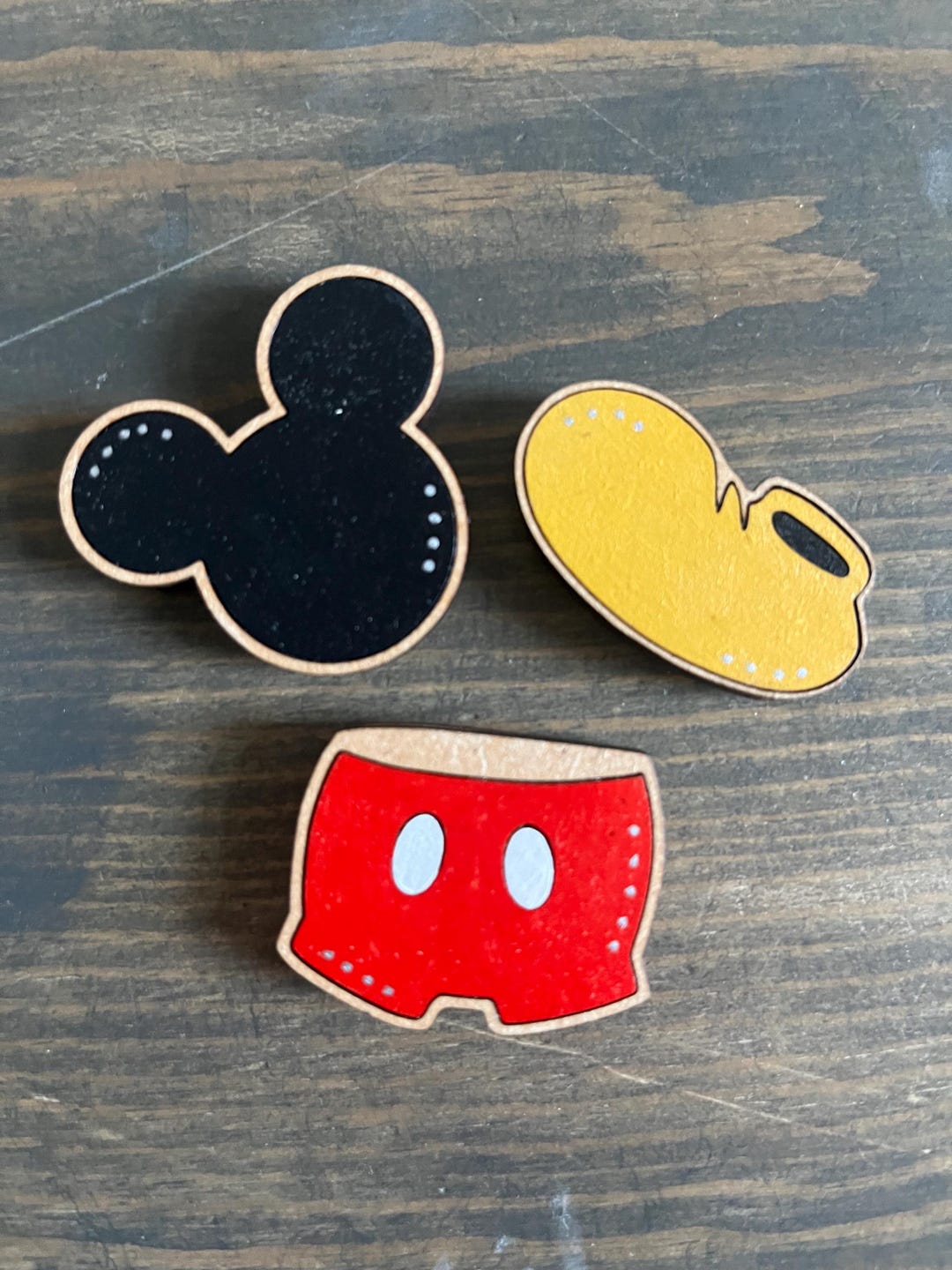 Hand Painted Mickey Mouse Magnets: Laser Cut Wood, Set of 3 - Etsy