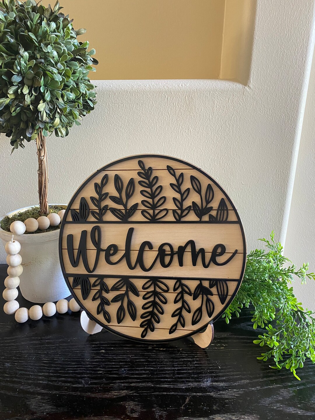 Welcome Sign With Flowers Wood 3D Sign, Decor, Farmhouse - Etsy