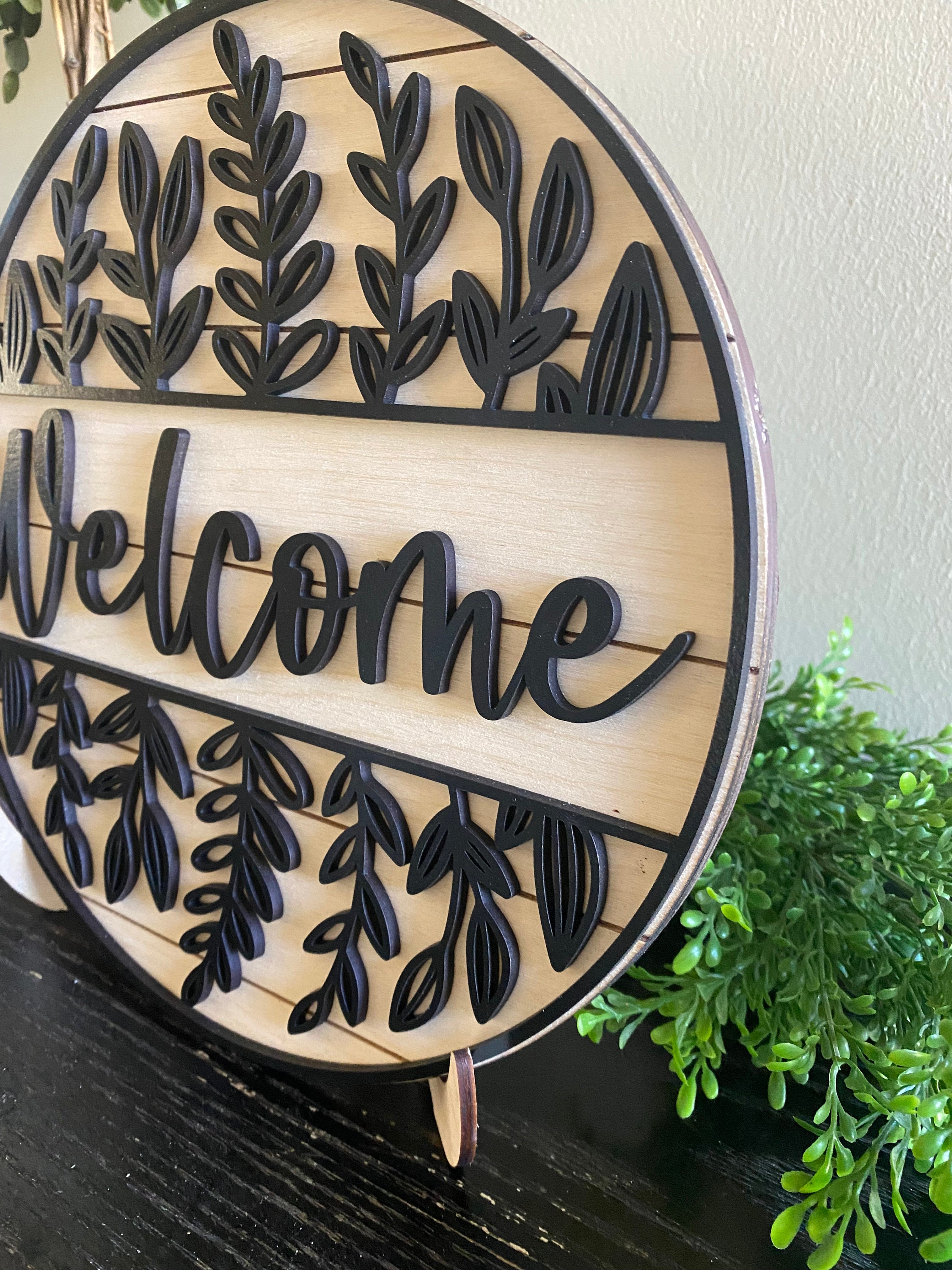 Welcome Sign With Flowers Wood 3D Sign, Decor, Farmhouse - Etsy