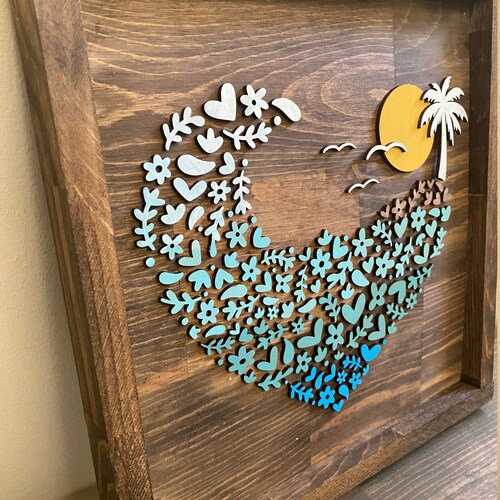 SUN and Wave 3D Wood Sign Handmade Wood Sign Wall Decor - Etsy