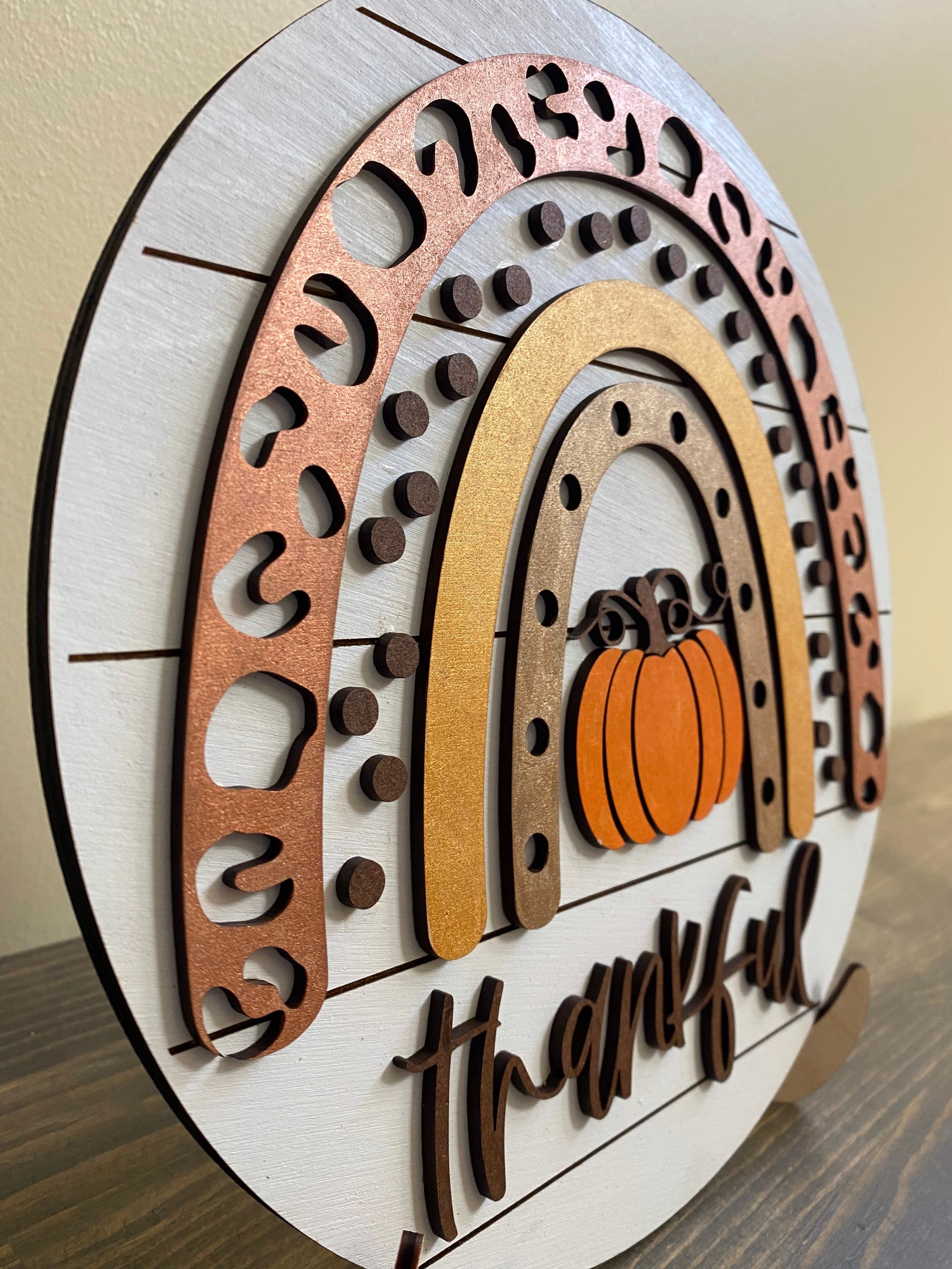 Round Shiplap Thankful Rainbow 3D Wood Sign Handmade WOOD - Etsy