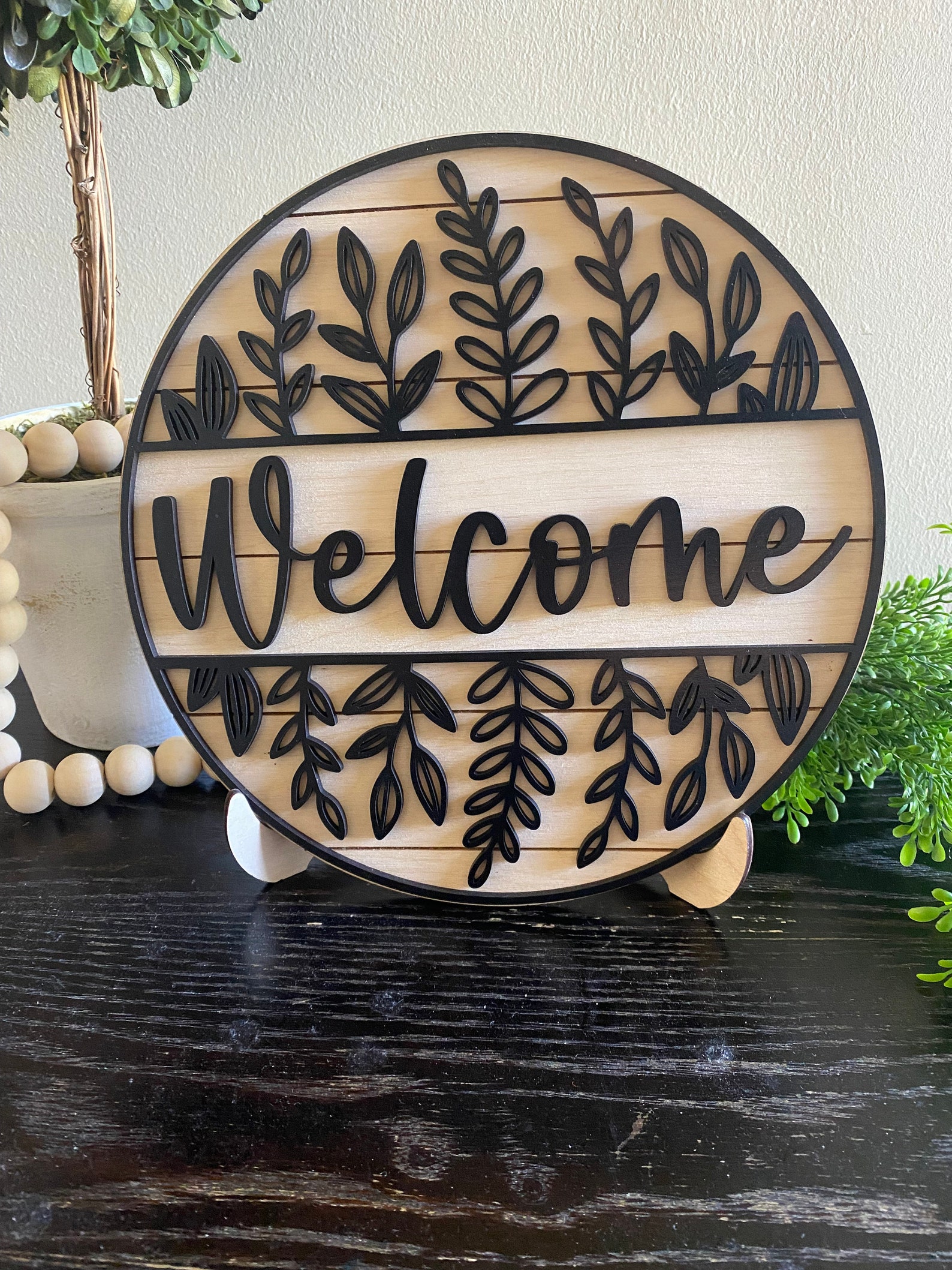 Welcome Sign With Flowers Wood 3D Sign, Decor, Farmhouse - Etsy