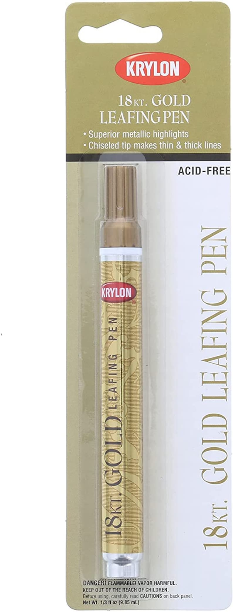 Krylon Acid-free Leafing Pen - for Metallic Highlights - Gold 18KT ...