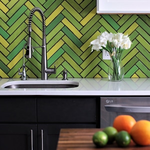 Lemon Lime Handmade Tile: Green, Yellow. Lime, Lemon, Chartreuse.... - Etsy