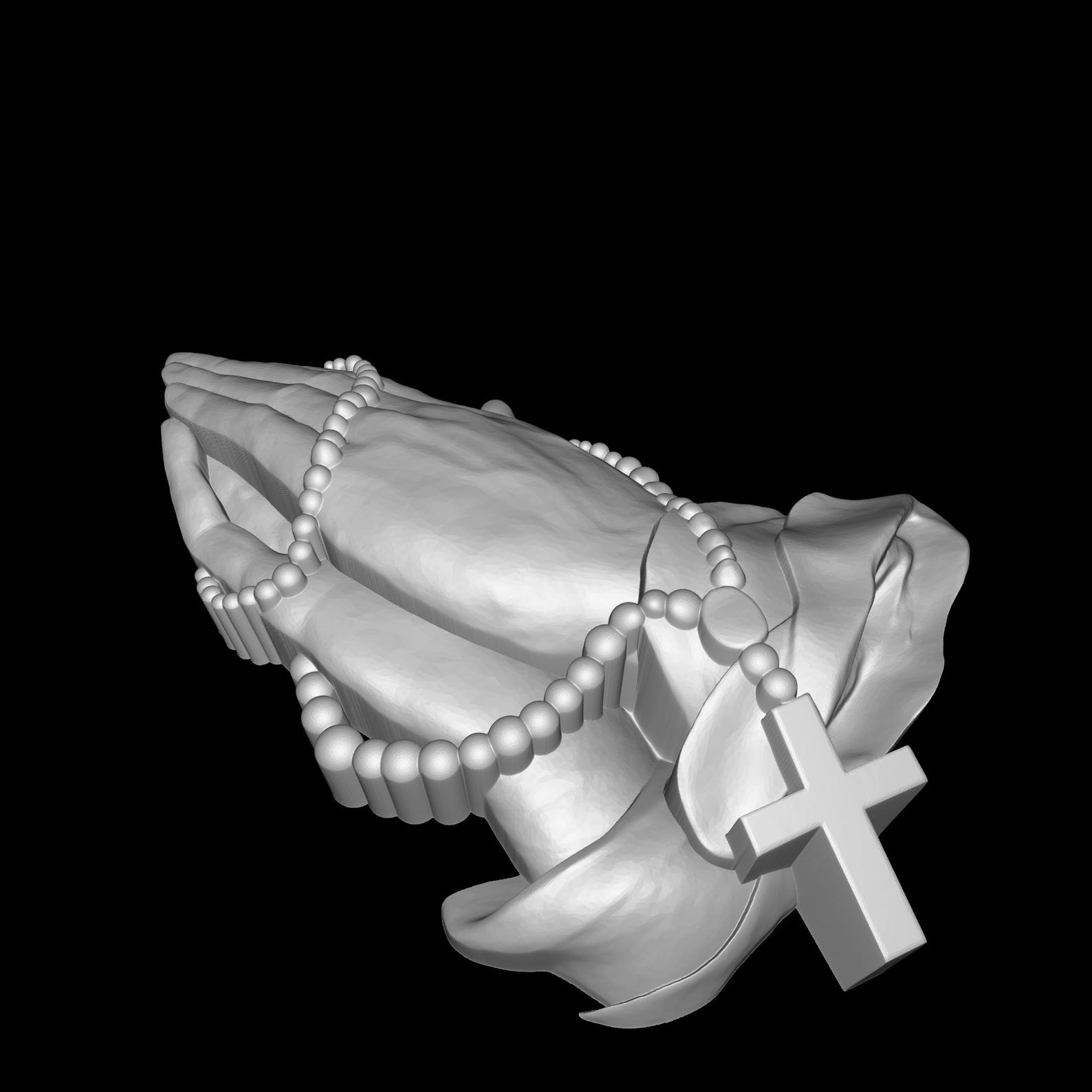 Praying Hands With Rosary Beds 3D Model Carving STL File for CNC and 3D ...