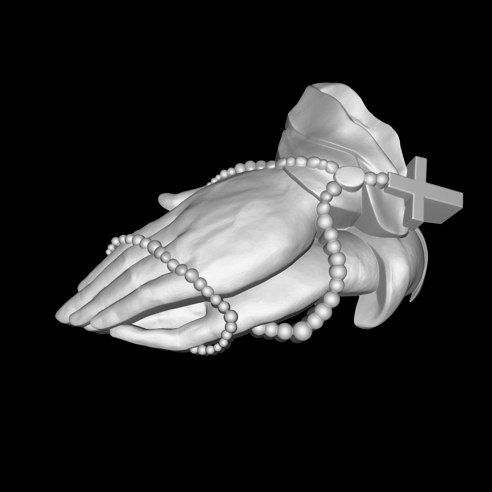 Praying Hands With Rosary Beds 3D Model Carving STL File for CNC and 3D ...