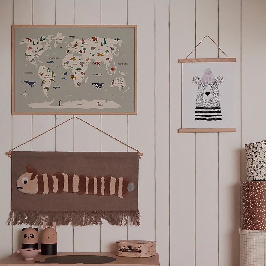 Animal World Map Print, Map Poster, World Map Animal Poster ...