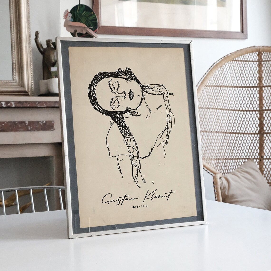 Gustav Klimt Sketch Poster Pencil Sketch Minimalist Klimt - Etsy