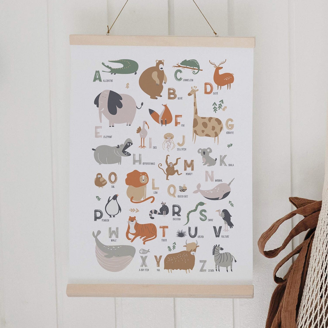 Animal Alphabet Print, Alphabet Poster, ABC Poster, Educational Art ...