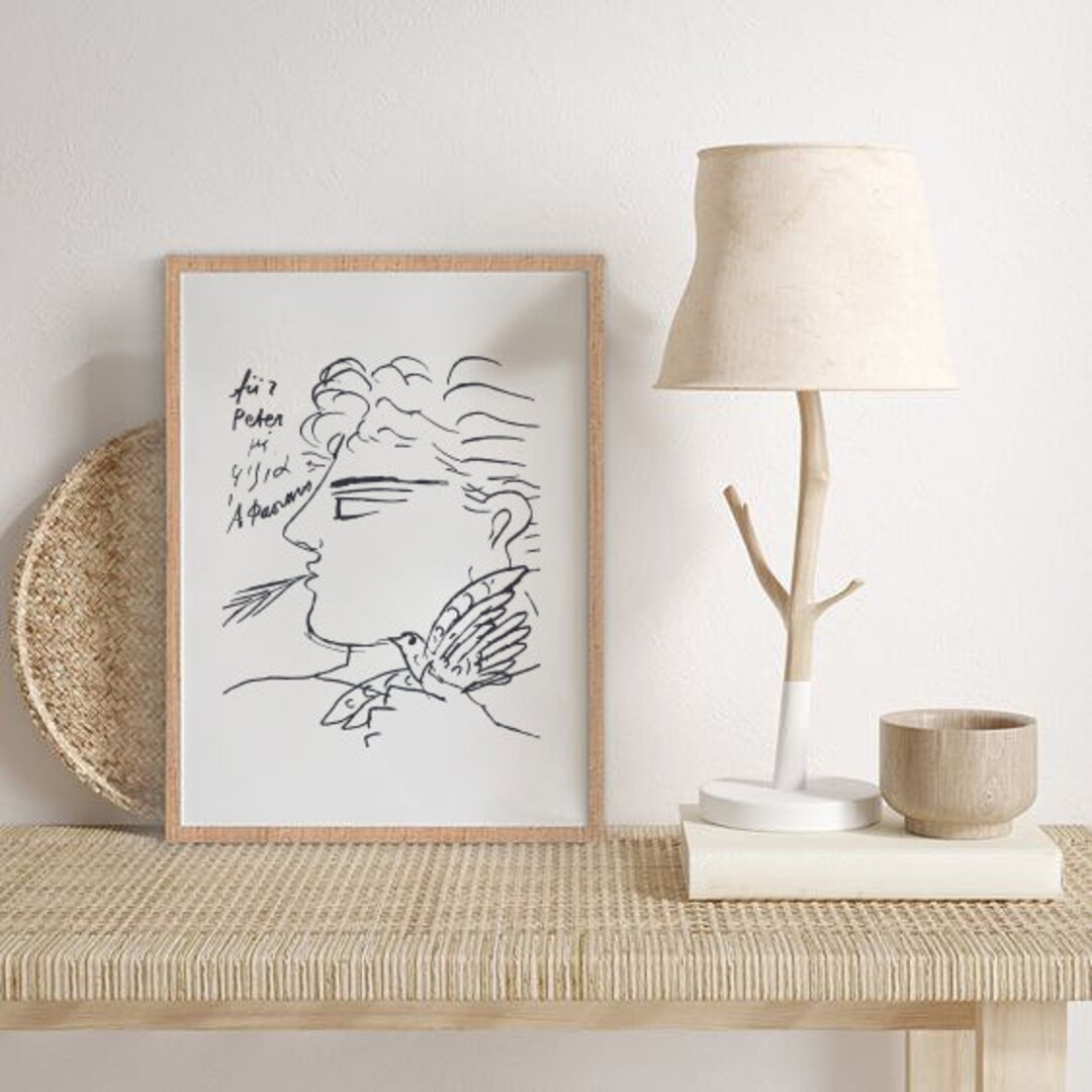 Alekos Fassianos Art Print: Greek Minimalist Man Bird (digital Download ...