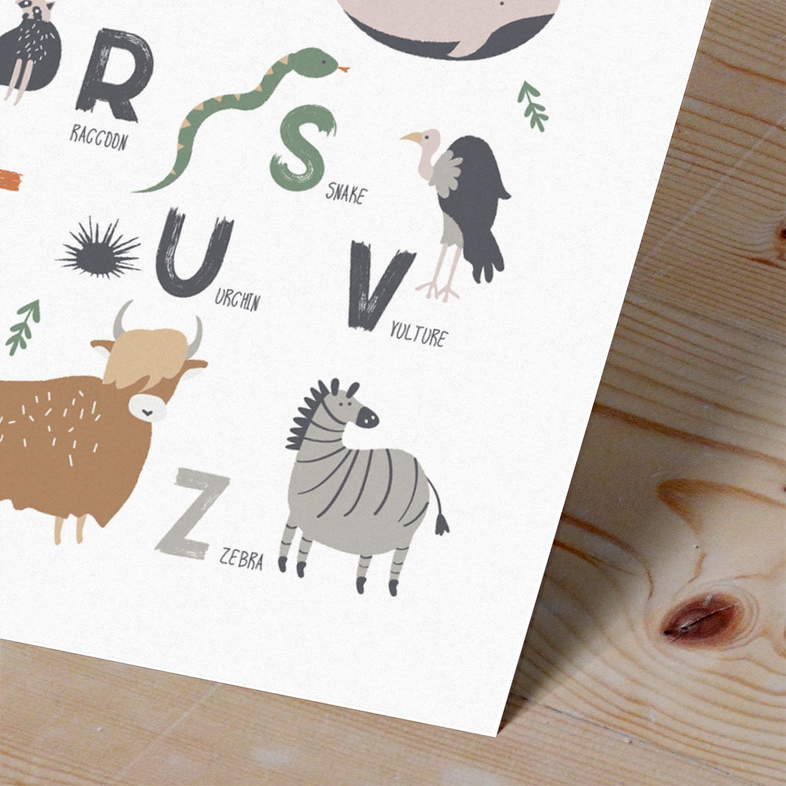 Animal Alphabet Print, Alphabet Poster, ABC Poster, Educational Art ...