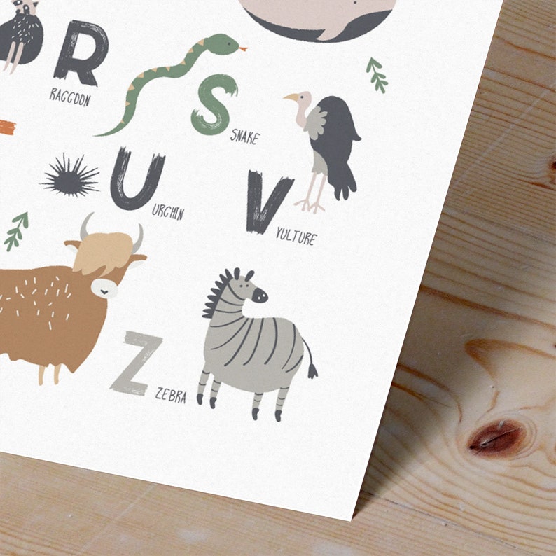 Animal Alphabet Print, Alphabet Poster, ABC Poster, Educational Art ...
