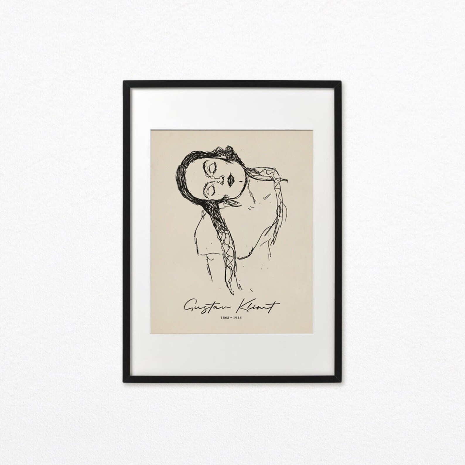 Gustav Klimt Sketch Poster Pencil Sketch Minimalist Klimt - Etsy
