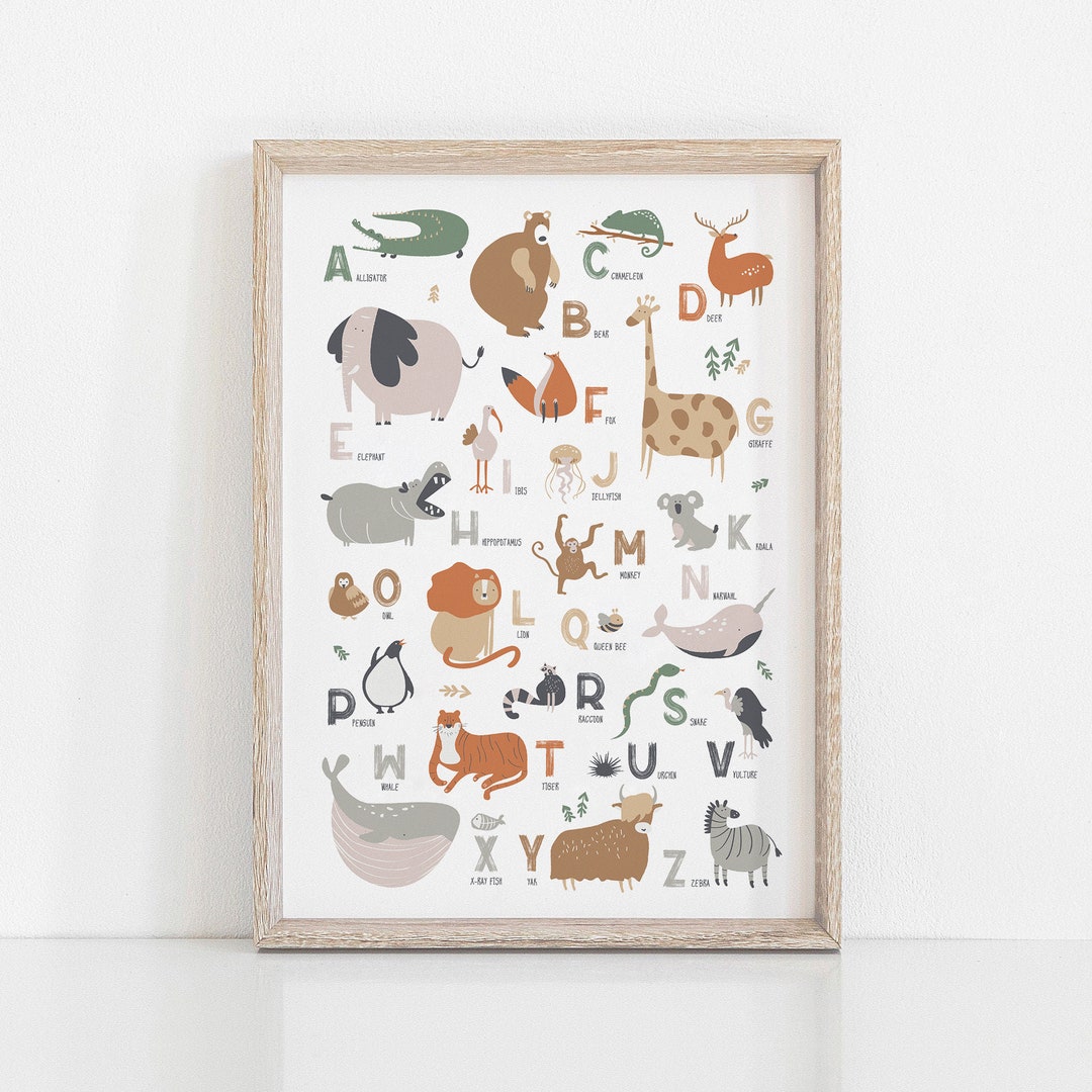 Animal Alphabet Print, Alphabet Poster, ABC Poster, Educational Art ...