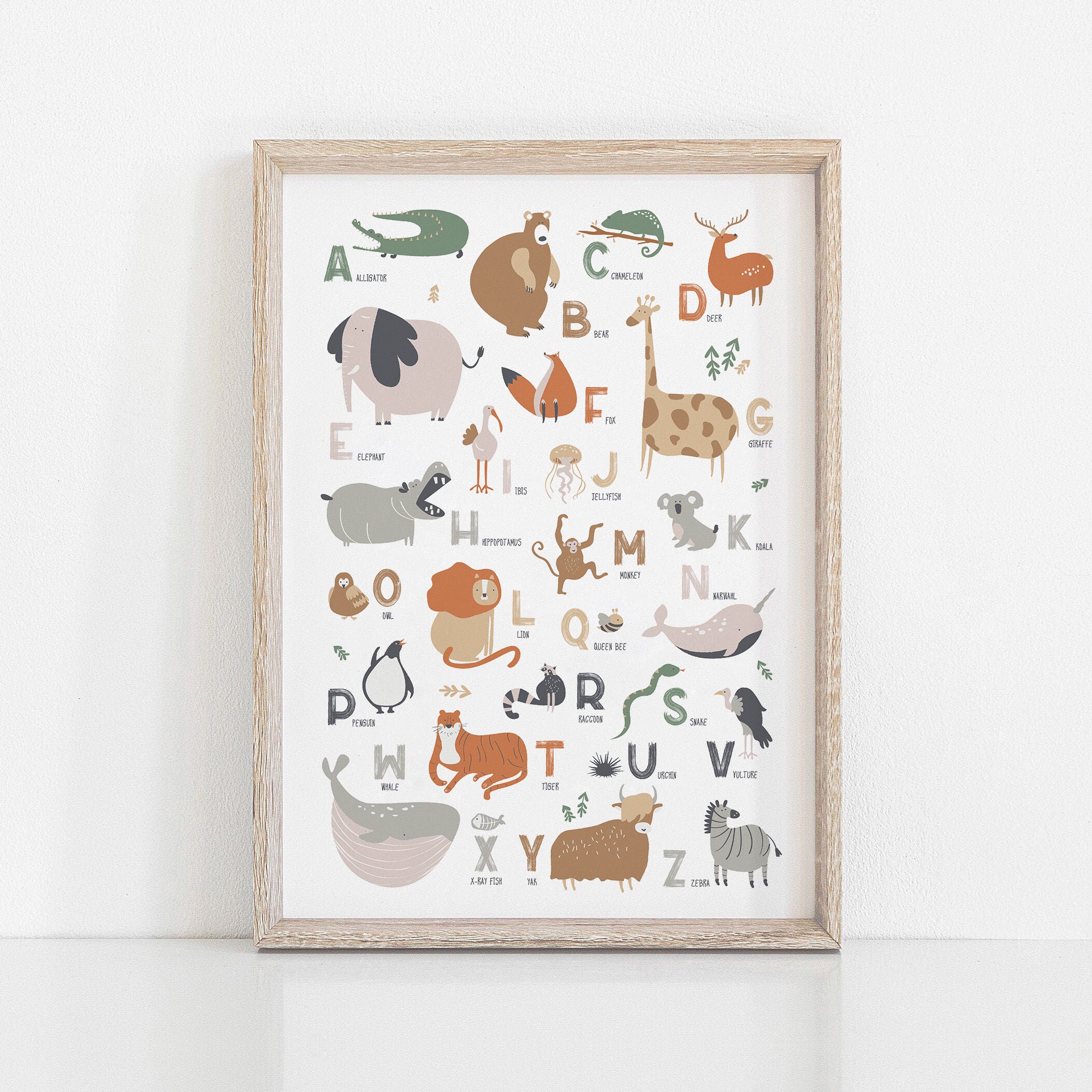 Animal Alphabet Print, Alphabet Poster, ABC Poster, Educational Art ...