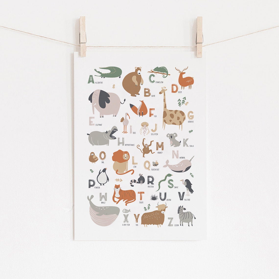 Animal Alphabet Print, Alphabet Poster, ABC Poster, Educational Art ...