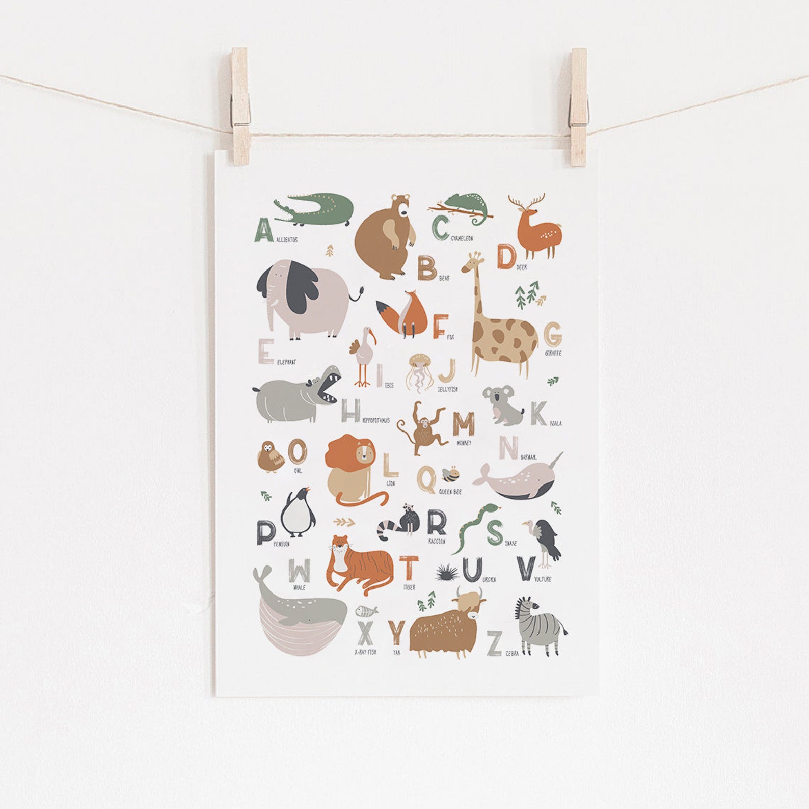 Animal Alphabet Print, Alphabet Poster, ABC Poster, Educational Art ...