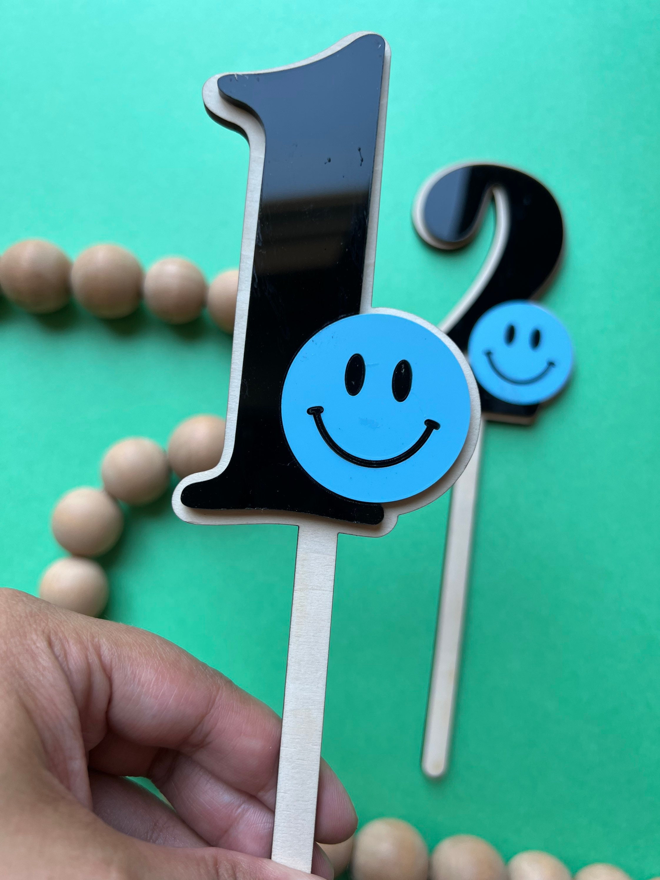 Smiley Face Number Cake Topper- Boy Birthday Cake Topper, Retro Hippie ...