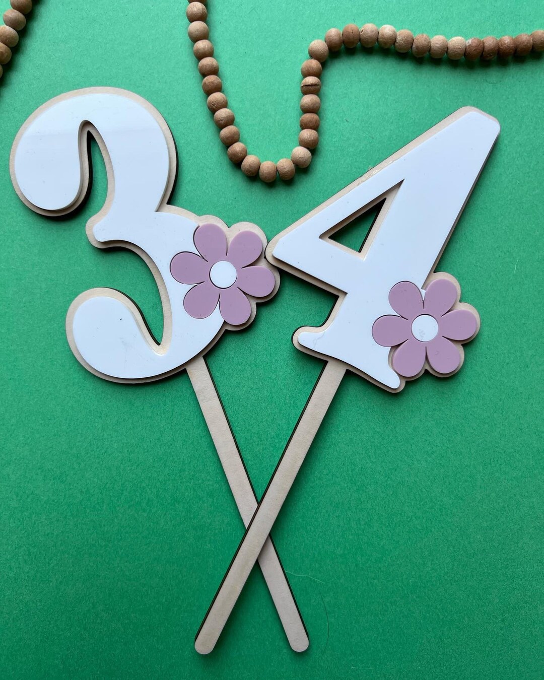 Daisy Number Cake Topper- Wood & Acrylic - Etsy