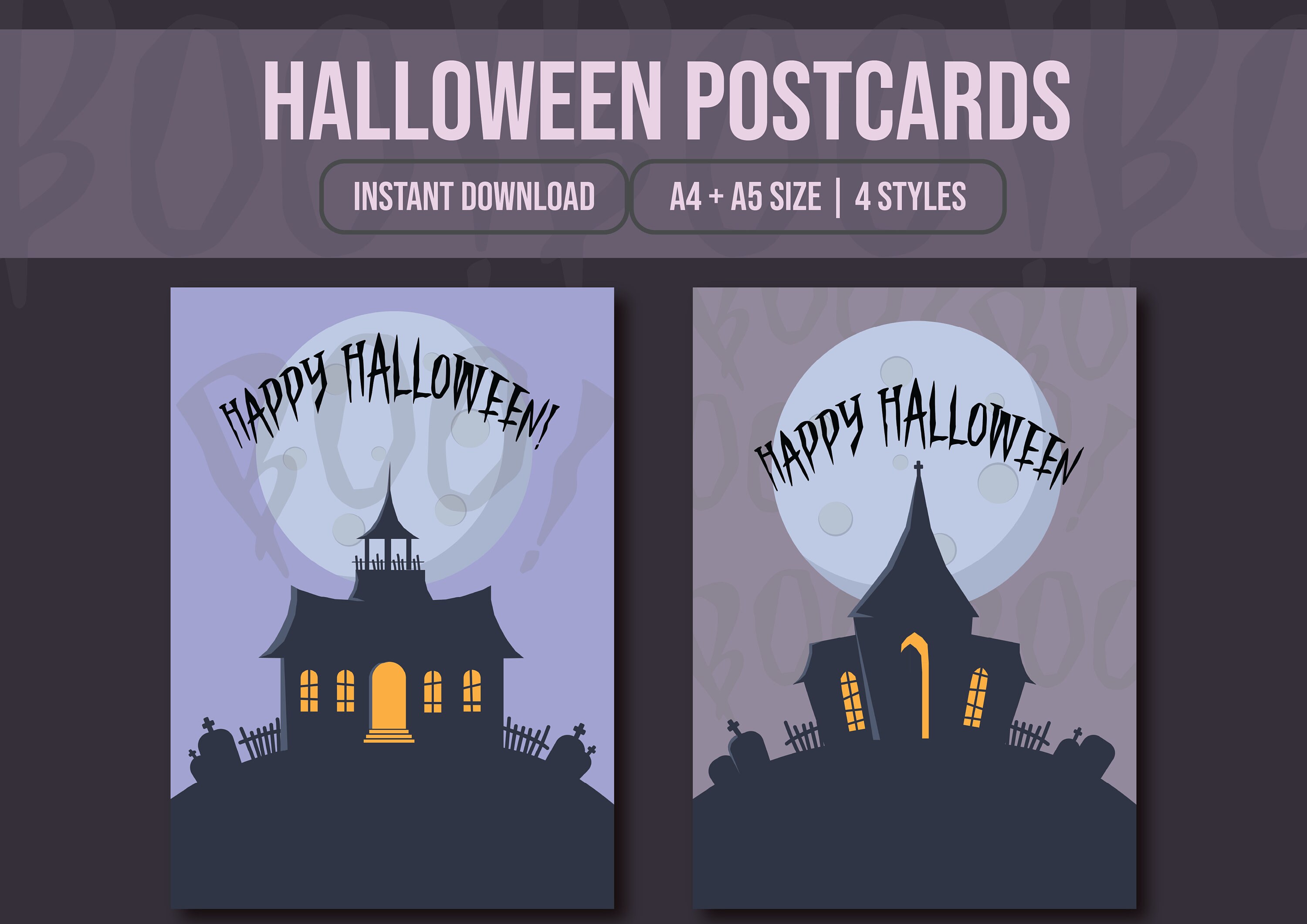 Halloween Postcard / Printable / Template / Halloween 2021 / PDF ...