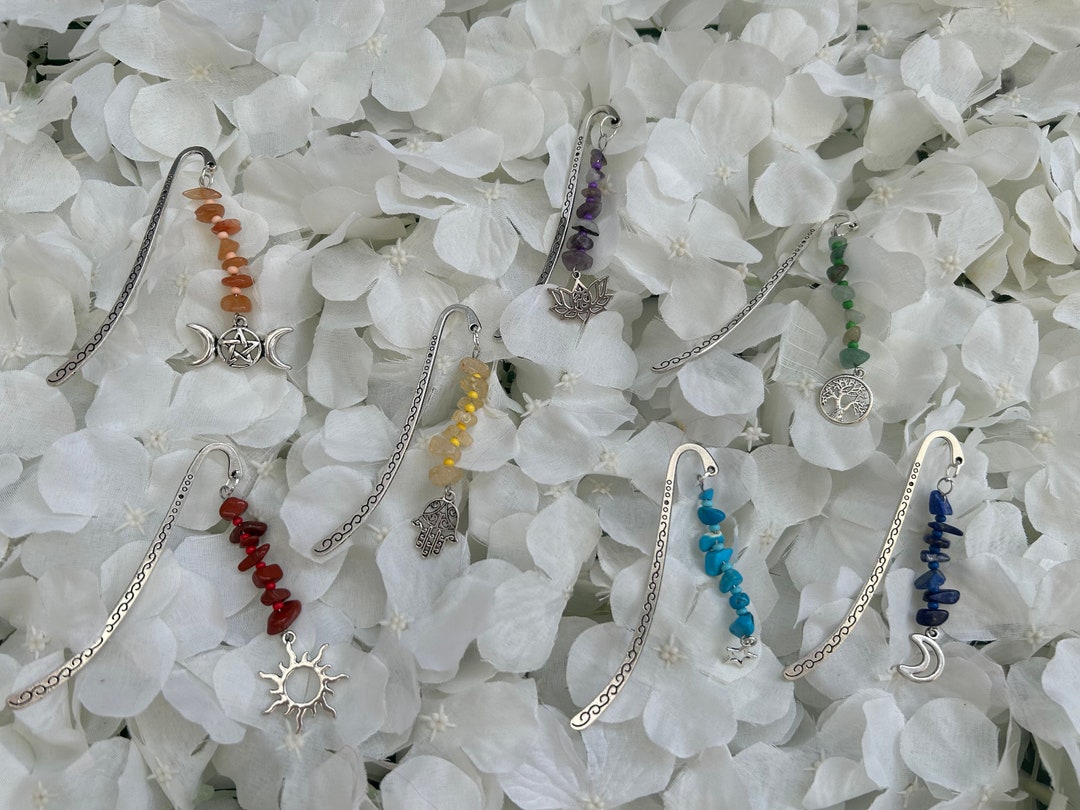 Crystal Gemstone Bookmarks With Tibetan Silver Charm - Etsy