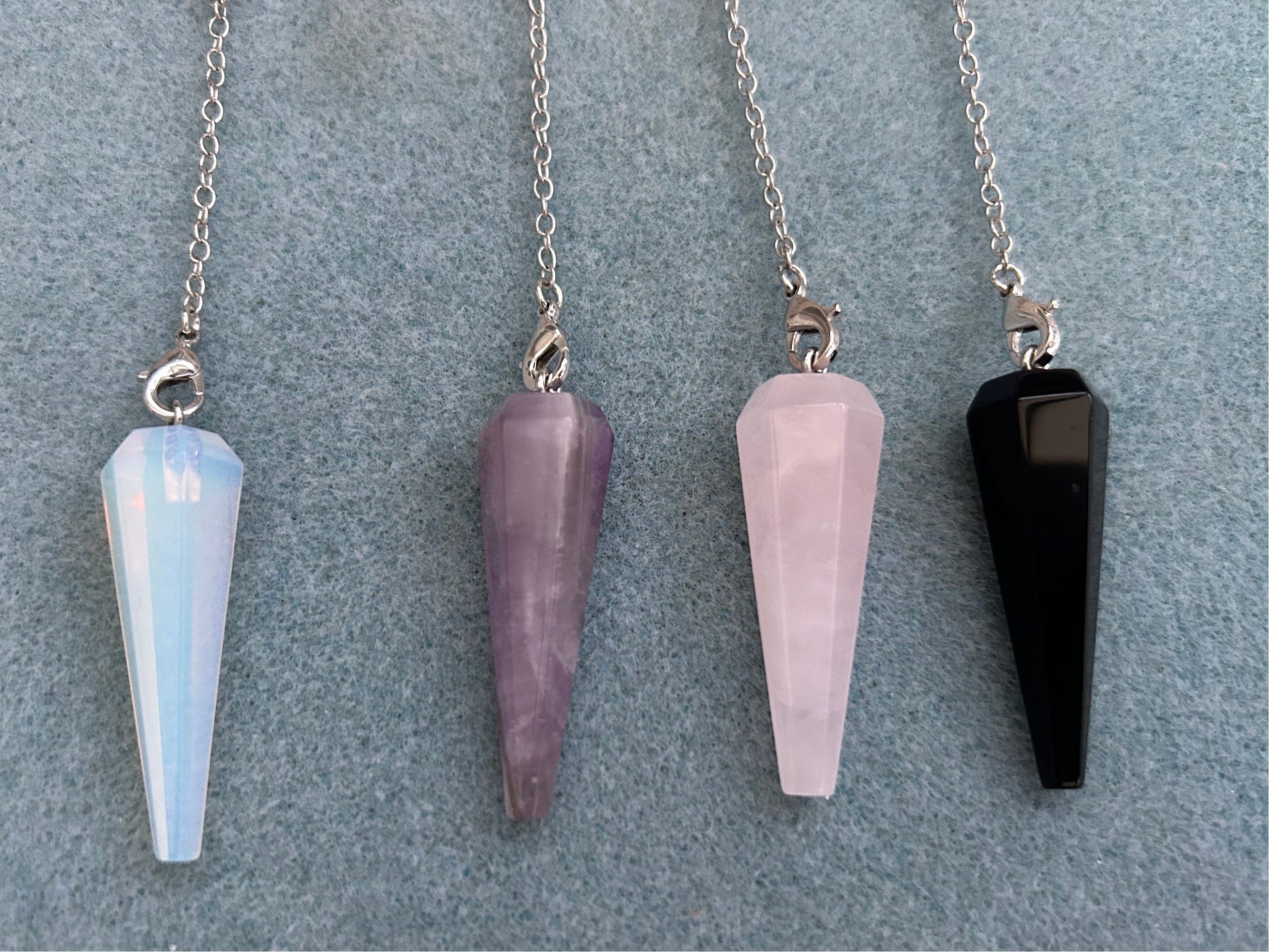 Triple Moon Gemstone Crystal Pendulum With 7 Chakra Accent Beads - Etsy