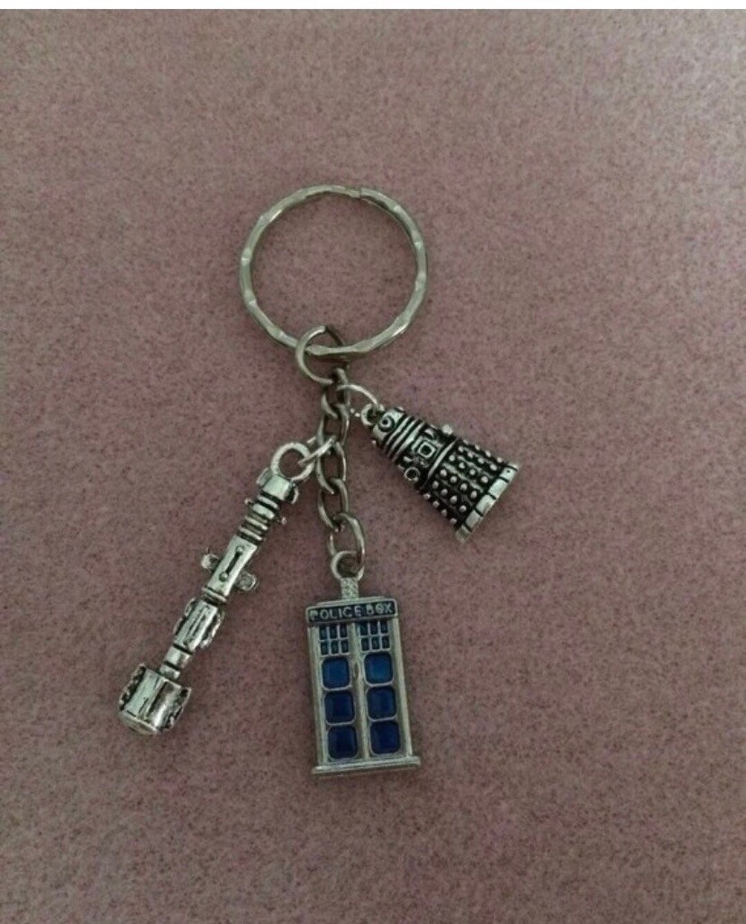 Dr Who Police Box / Tardis, Dalek & Sonic Screwdriver Keyring Keychain ...