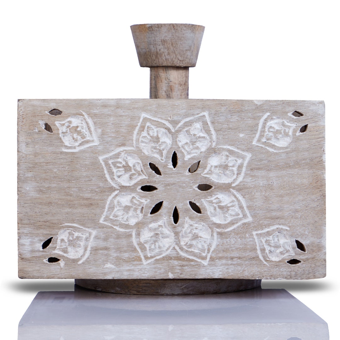 Decorative Wooden Spinning Pen Holder in Whitewash 4 Section Rotating ...