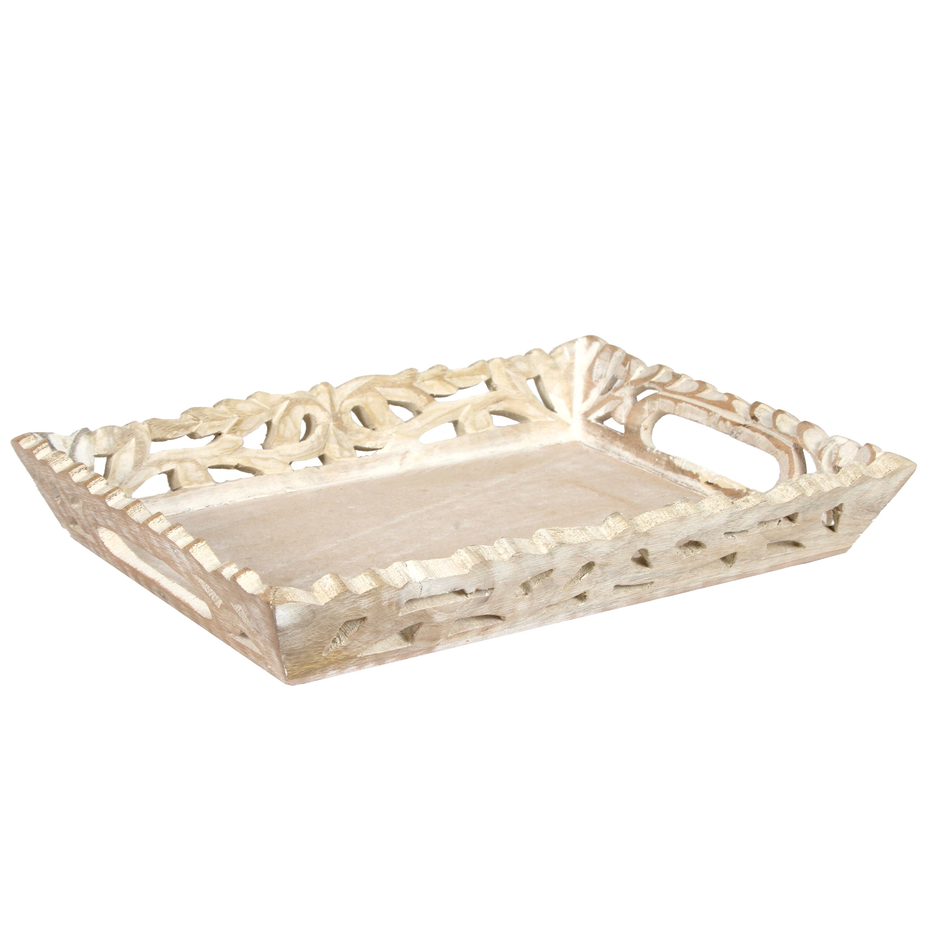 Decorative Wood Serving Tray W/handles and Carved Cutout Work - Etsy
