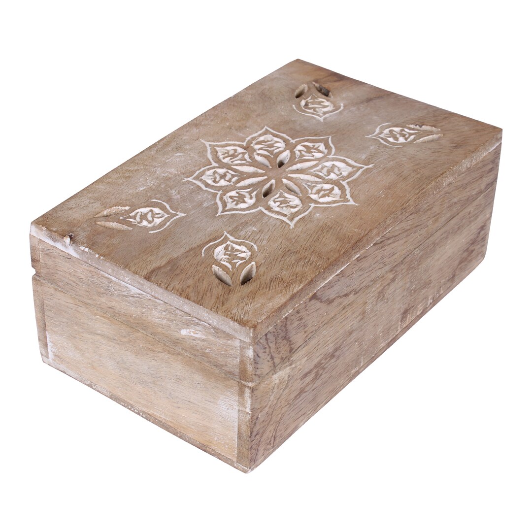 Decorative Wooden Handmade Box With Hinged Lid in Whitewash - Etsy