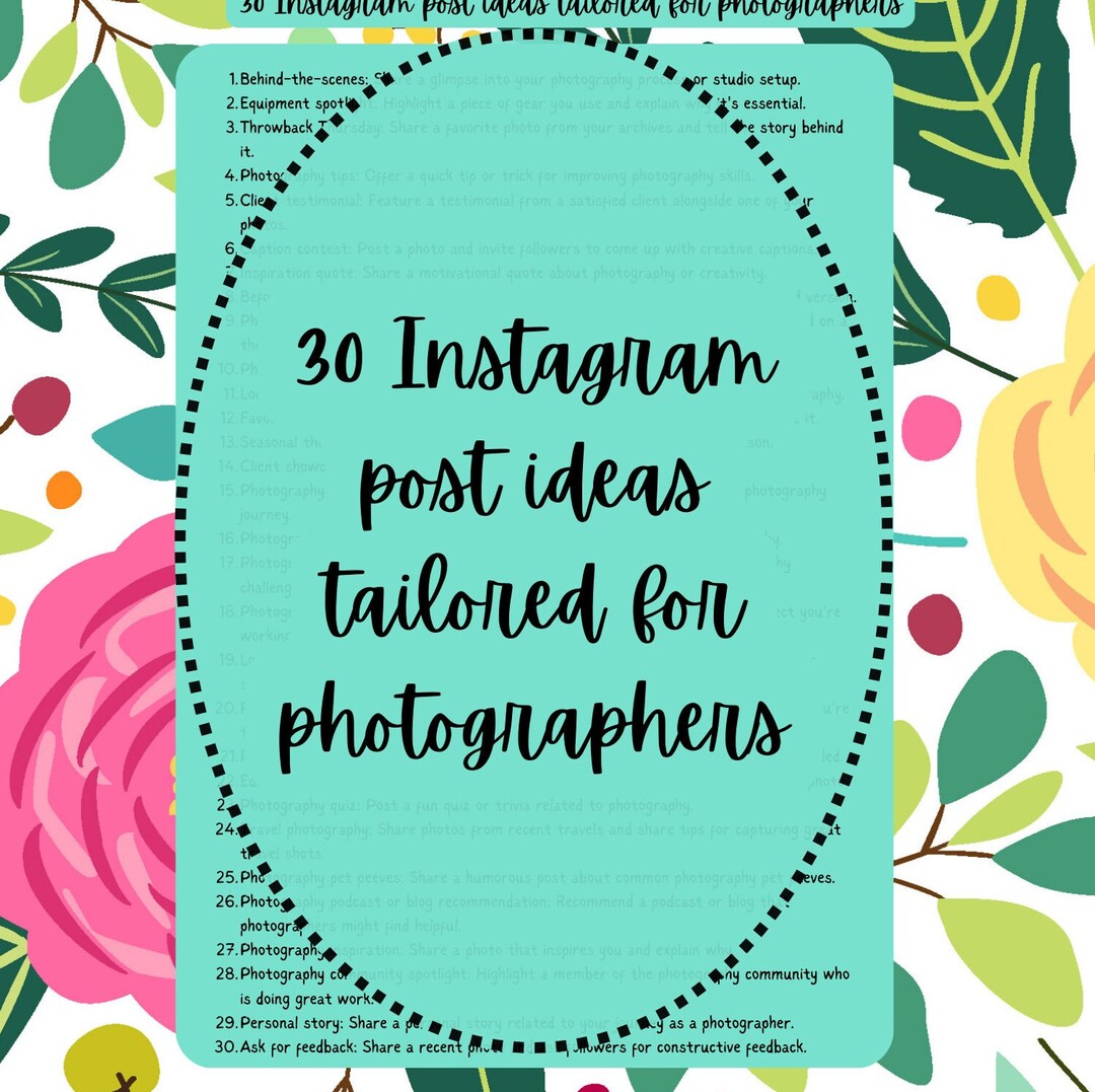 30 Instagram Post Ideas Tailored for Photographers - Etsy