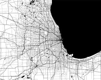 Chicago Illinois City Street Road Map Svg Png Dxf Pdf Eps Vector ...